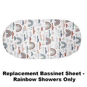 F-Price Replacement Sheet for Fisher-Price Soothing View Bassinet - GPN07 ~ Replacement Bassinet Sheet ~ Rainbow Showers, Peach, White. Blue