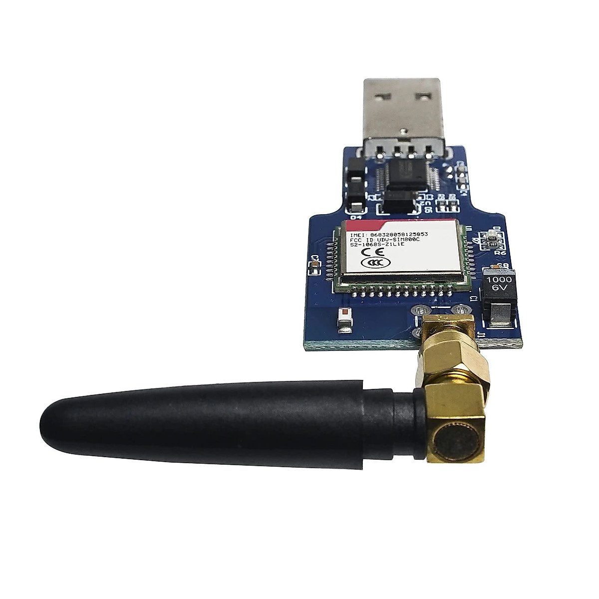 Teyleten Robot SIM800C USB GSM GPRS Wireless Module Quad-Band, 850/900/1800/1900MHz, CH340T USB Chip Support 2G 3G 4G SIM Card USB Communication SMS Data Transmission with Antenna （SIM800C is New）