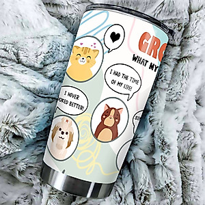 MEDROC Pet Groomer Tumbler Stainless Steel 20oz, What My Customers Say Funny Dog Groomer Gift For Birthday Christmas, Dog Groomer Gifts For Women Men Coworker Staff, Dog Groomer Tumbler Wrap