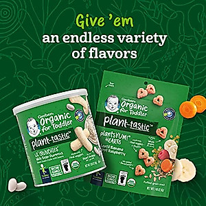 Gerber Snacks for Baby Organic Lil Crunchies, Plant-tastic, White Bean Hummus, 1.59 Ounce (Pack of 6)