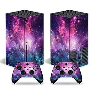 FOTTCZ Vinyl Skin for Xbox Series X Console and Controllers, Sticker Decal Protect Xbox Series X Devices - Light Purple Ancient Nebula