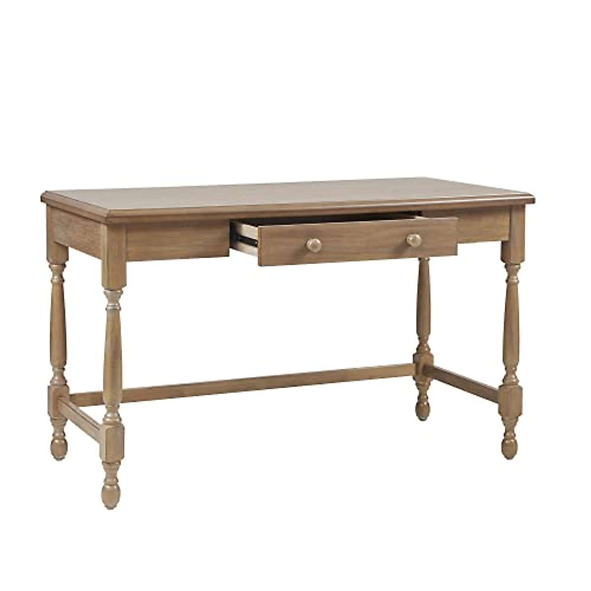 MARTHA STEWART Tabitha Solid Wood Writing Table with Metal Glides Drawer for Storage Living Room Furniture, Home Office Small Computer Desk, Turned Legs, 47.5" W x 23" D x 29" H, Natural