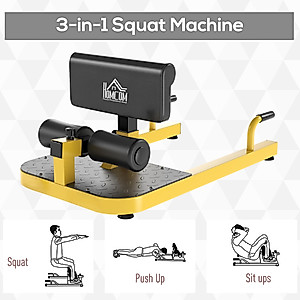 Soozier 3-in-1 Padded Push Up Sit Up Deep Sissy Squat Machine Home Gym Fitness Equipment, Yellow