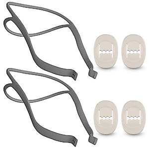 [2 Straps and 4 Clips] Impresa Headgear for ResMed Airfit P10 Nasal Pillow CPAP Mask