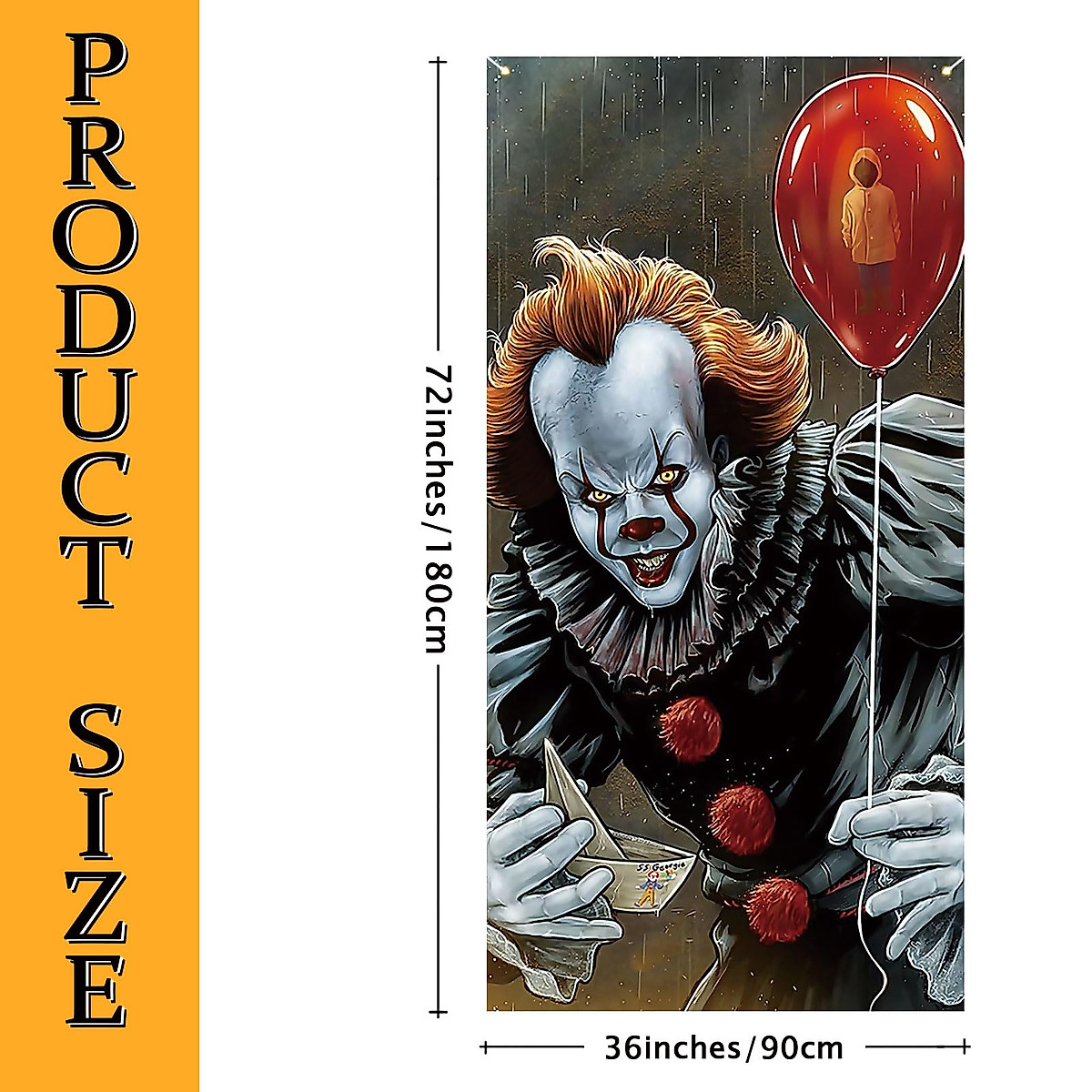 Halloween Door Cover Clown Halloween Photo Backdrop Classic Horror Party Decorations and Supplies for Home