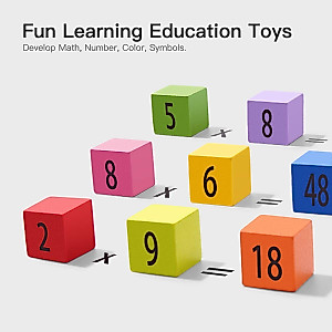 ROBUD Wooden Multiplication & Math Table Board Game, Kids Montessori Preschool Learning Toys Gift for Toddlers Aged 3 Years Old and Up - 100 Counting Wooden Building Blocks