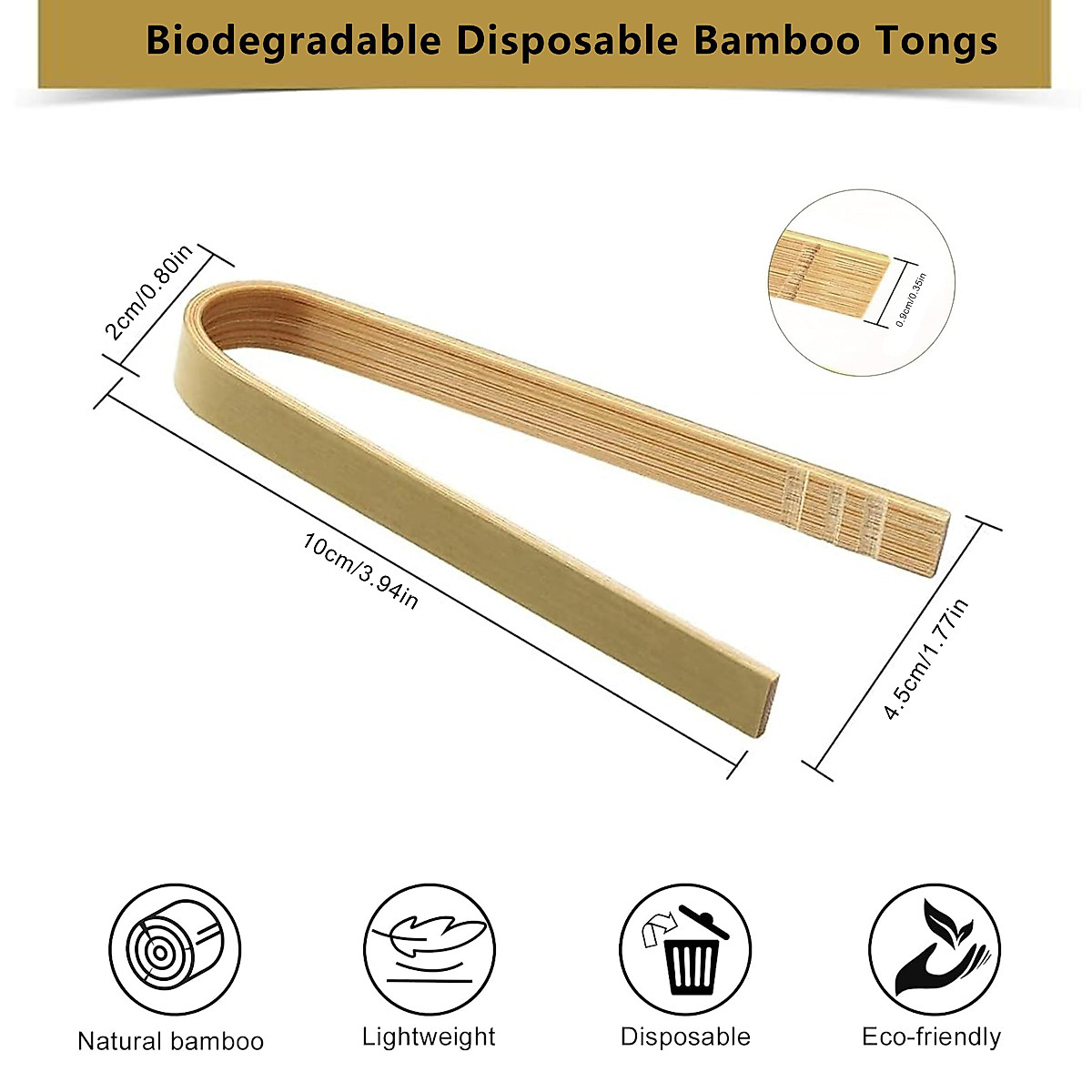 20 Pieces 10 cm Disposable Bamboo Tongs Kitchen Utensils Bread Tongs Natural Bread Tongs for Fruits Tea Toasted Bread Kitchen