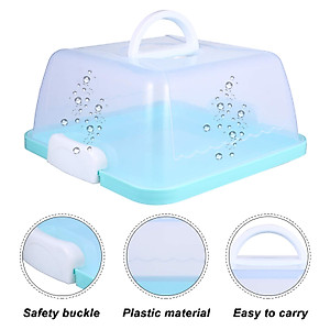 BESTOYARD Locking Cake Carrier Square Storage Container Stand for Cupcakes and Cakes with Collapsible Handles Blue,4RN9XLJITJ75218ZM915RAZF,25.5x20cm