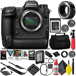 Nikon Z9 FX-Format Mirrorless Camera Body with FTZ II Mount Adapter (1669) + 32GB XQD Memory Card + Editing Software + Camera Bag + 12" Tripod + Cleaning Kit (Renewed)