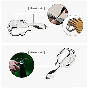 Generic, 24- in-1 Key Shaped Pocket Tool, multitool key with key chain, Outdoor keychain tool for Drill Drive, Screwdriver, file, Wrench, Ruler, Bottle Opener,Wrench, Stripping, etc（Gold）