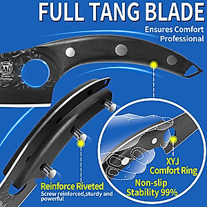 XYJ Professional Kitchen Knife Set with High-Carbon Steel Forged Blades, Chef's Knife, Cleaver, Carving Knife, Nakiri, Full Tang Design, Includes Carrying Bag & Poultry Scissors