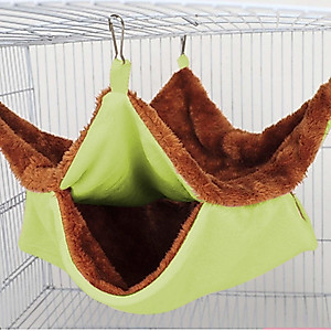 Zorfeter Small Animal Hanging Hammock, Pet Cage Hammock Ferret Bunkbed Hammock Cage Toy for Hamster Rat Parrot Guinea Pig Hideout Play Sleep, Green