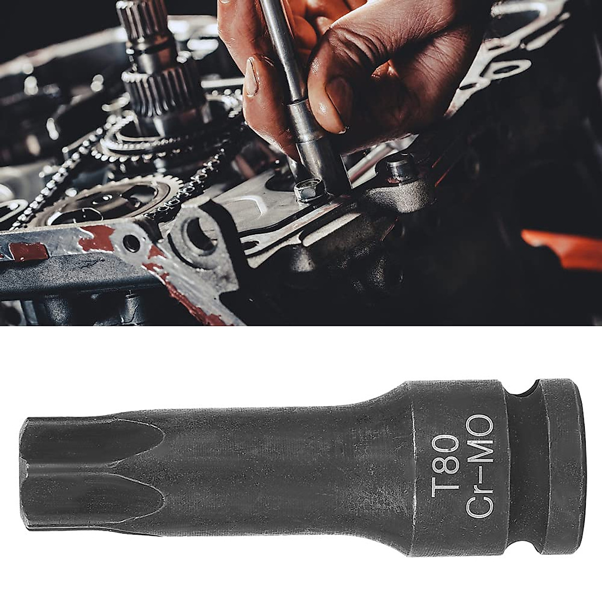 Actaday 1/2inch Hex Screwdriver Socket Adaptor, Star Head Drive Air Impact Wrench Bit Set, 42 Chrome Molybdenum Steel, Socket Car Repair Tools (T80)