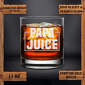 NeeNoNex Papa Juice Whiskey Glass - Funny Birthday Retirement Fathers Day Gift for Grandpa Papa