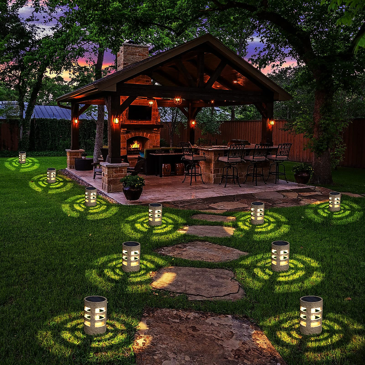 Solar Lights Outdoor Decorative (4pack), Auto-Work Stone Solar Garden Lights, Solar Yard Lights, Solar Pathway Lights, Outdoor Solar Rock Lights Waterproof for Garden Yard Decor Walkway Sidewalk