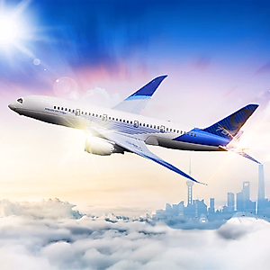 OTONOPI Airplane Toys Bump and Go Airlines Die Cast Metal Model Plane Toy with Lights and Sounds for Kids Blue