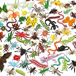 76 Pack Mini Plastic Bug Set, Realistic Insects Toy for Child, Fake Bugs Figure for Kid, Toddler, Insect Themed Party Favors Gift, Cupcake Topper, Education School Classroom reward, Sensory Bin Filler
