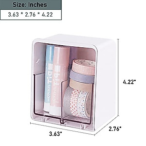 MIYACA QTip Holder Canisters for Cotton Balls, Swabs, Rounds, Floss, Dispenser Container Box with 2 Compartments, Bathroom Vanity Countertop Storage Organizer, White