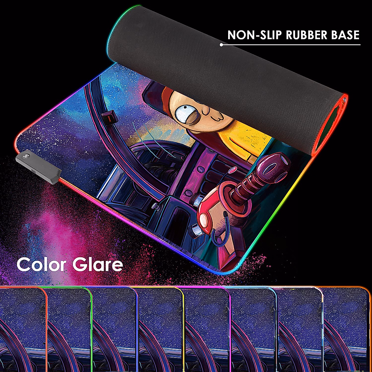 Bimormat RGB Mouse Pad LED Light Gaming Mouse Pad with Rubber Base Colorful Computer Carpet Desk Mat for PC Laptop (35.4 * 15.7 inch) (90x40rgfeidie)