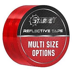 STARREY Reflective Tape 1 inch Wide 15 FT Long DOT-C2 High Intensity Red - 1 inch Trailer Reflector Safety Conspicuity Tape for Vehicles Trucks Bikes Cargos Helmets