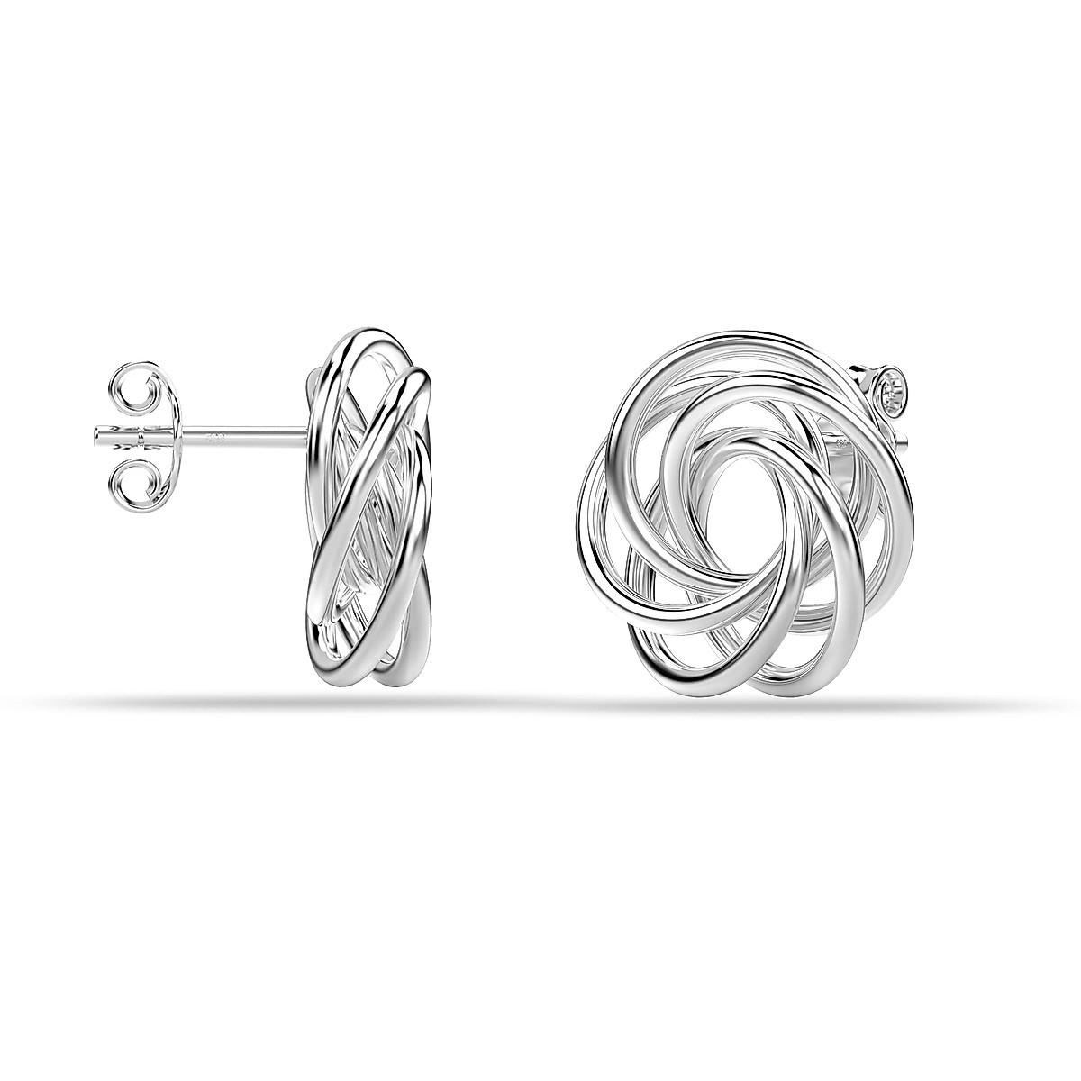 LeCalla 925 Sterling Silver Love Knot Stud Earrings Jewelry Italian Design Classic Twisted Wire Love Knot Earring for Women - 15mm