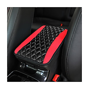 Osilly Car Center Console Pad, Universal Waterproof Armrest Seat Box Cover, 12.6" x 7.5" PU Leather Auto Armrest Protector, Car Interior Accessories Decor for Most Vehicles, Truck, SUV (Red)