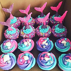 Seashell Silicone Fondant Mold Mermaid Tail Mold for Sea Creatures Beach Theme Wedding Birthday Party Cake Decoration Cupcake Topper (Set of 2)