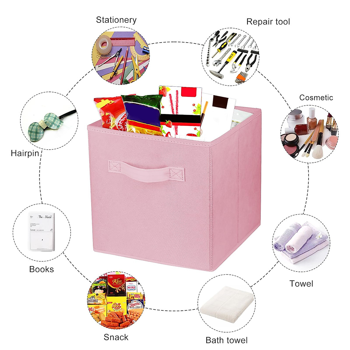 Zuihug 2 Pcs Storage Cubes, 10.5 Inch Collapsible Storage Bins, Fabric Foldable Bins for Organization, Durable Storage Bins for Closet, Shelves, Offices (Pink)