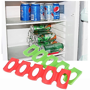 Can Stacker for Pantry 2pcs, Foldable Bottle Stacking Mat Refrigerator Silicone Can Stacker Water Bottles Rack Space Saver Fridge Storage Tray