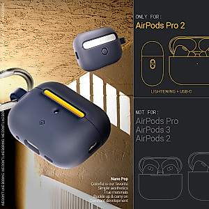Caseology Nano Pop for Airpods Pro 2 Case [Keychain Carabiner Included] Designed for Airpods Pro 2nd Generation (2022)(2023) - Blueberry Navy