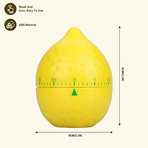 Kitchen Timer,60 Minutes Cooking Timer, Cute Craft Lemon Classroom Timer with 360° Rotating Countdown, Durable Mechanical Lemon Reminder, Kitchen Timer Clock for Kids Teachers Adults
