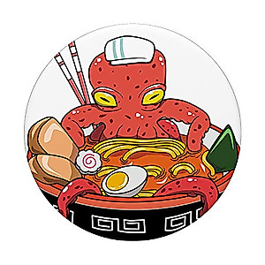 Kawaii Cute Anime Octopus Otaku Japanese Ramen White PopSockets PopGrip: Swappable Grip for Phones & Tablets