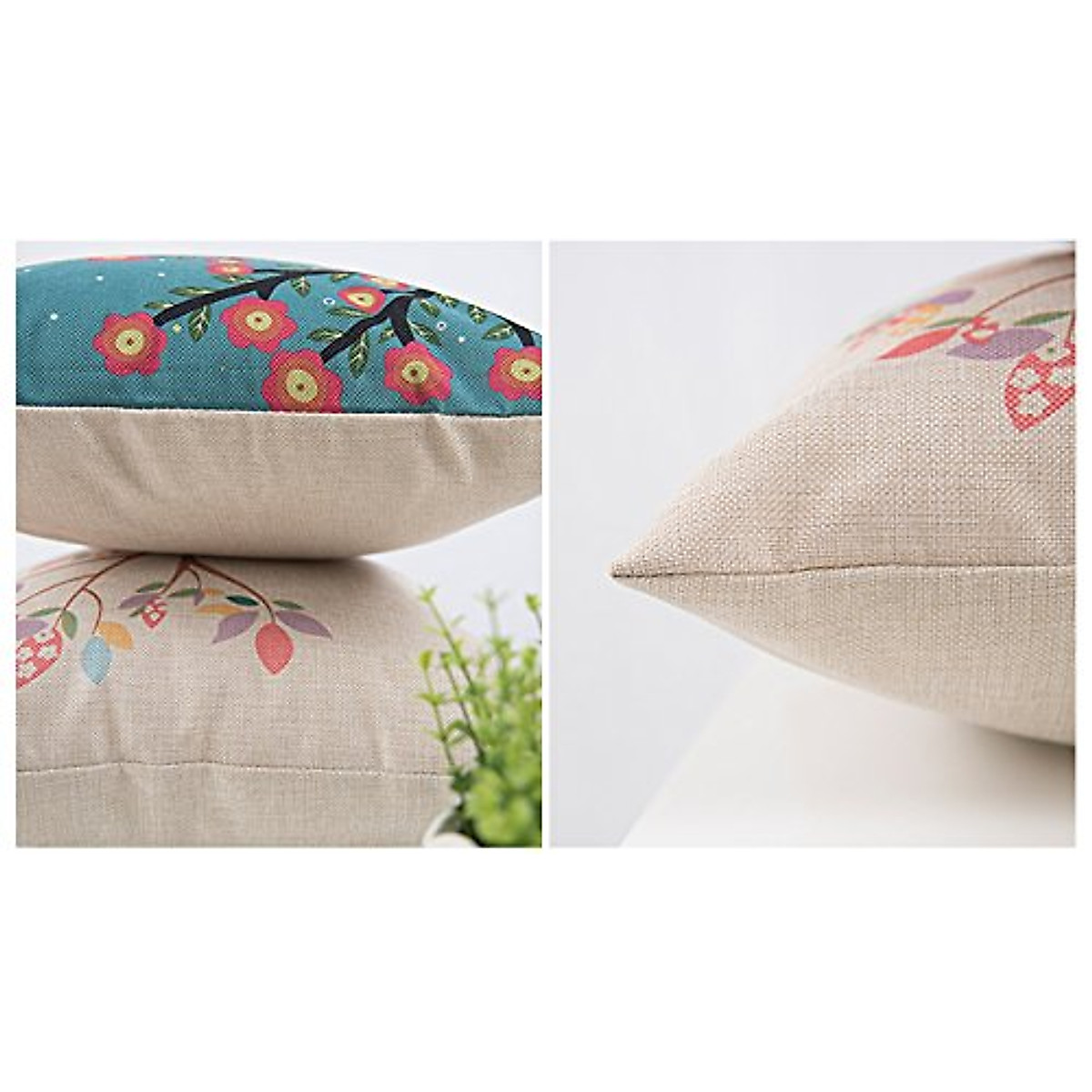 Bursonvic Cartoon Pattern Throw Pillow Case Cushion Cover Square Home Farmhouse/Modern Decorative Cotton Linen Pillowcase for Sofa/Bench/Couch (Mr. Owl, 18" x 18")