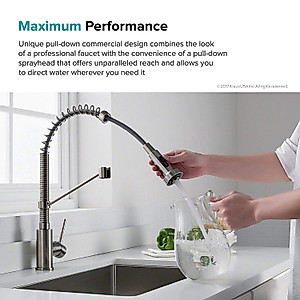 Kraus KPF-1610SS Bolden 18-Inch Commercial Kitchen Faucet with Dual Function Pull-Down Sprayhead in All-Brite Finish, Stainless Steel