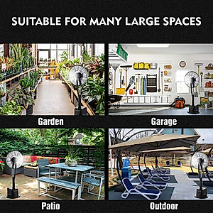 Simple Deluxe 18 Inch Misting fan Adjustable height Oscillating Cooling Pedestal fan with Remote Control, Ideal for Backyards, Patios and More, Black