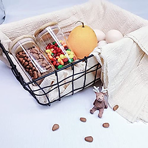 ZYIGYI 4 Pcs Glass Qtip Holder with Wood Lids, 10 oz Apothecary Jars Cotton Swabs Dispenser, Cotton Pads Canister for Bathroom Storage Organizer