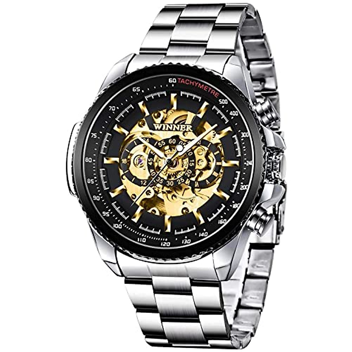 Black Golden Skeleton Dial Luminous Design Mechanical Watch for Men Top Brand Luxury Folding Clasp with Safety…
