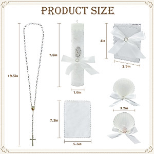 Baptism Candle Set for Boys and Girls,5 PCS Baptism Kit Virgen De Guadalupe Catholic Candle,Baptism Towel,Baptism Shell,Rosary,Bible for Baptismal Christening Gift,Velas para Bautizo De Niño o Niña