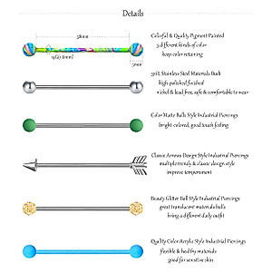 EVELICAL 30Pcs 14G Stainless Steel Industrial Barbell Earrings for Women Men Cartilage Helix Body Piercing Jewelry 38mm 1&1/2 Inch Piercing Bar Style A