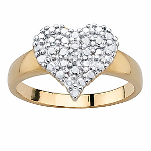 PalmBeach Yellow Gold-plated Genuine Diamond Accent Heart Cluster Ring Sizes 6-10 Size 8