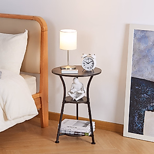 Dulcii Small Round End Table for Narrow and Small Space, 3-Tier Round Accent Couch Beside Table, Modern Side Table Corner Sofa Table Nightstand for Living Room Bedroom,Grey