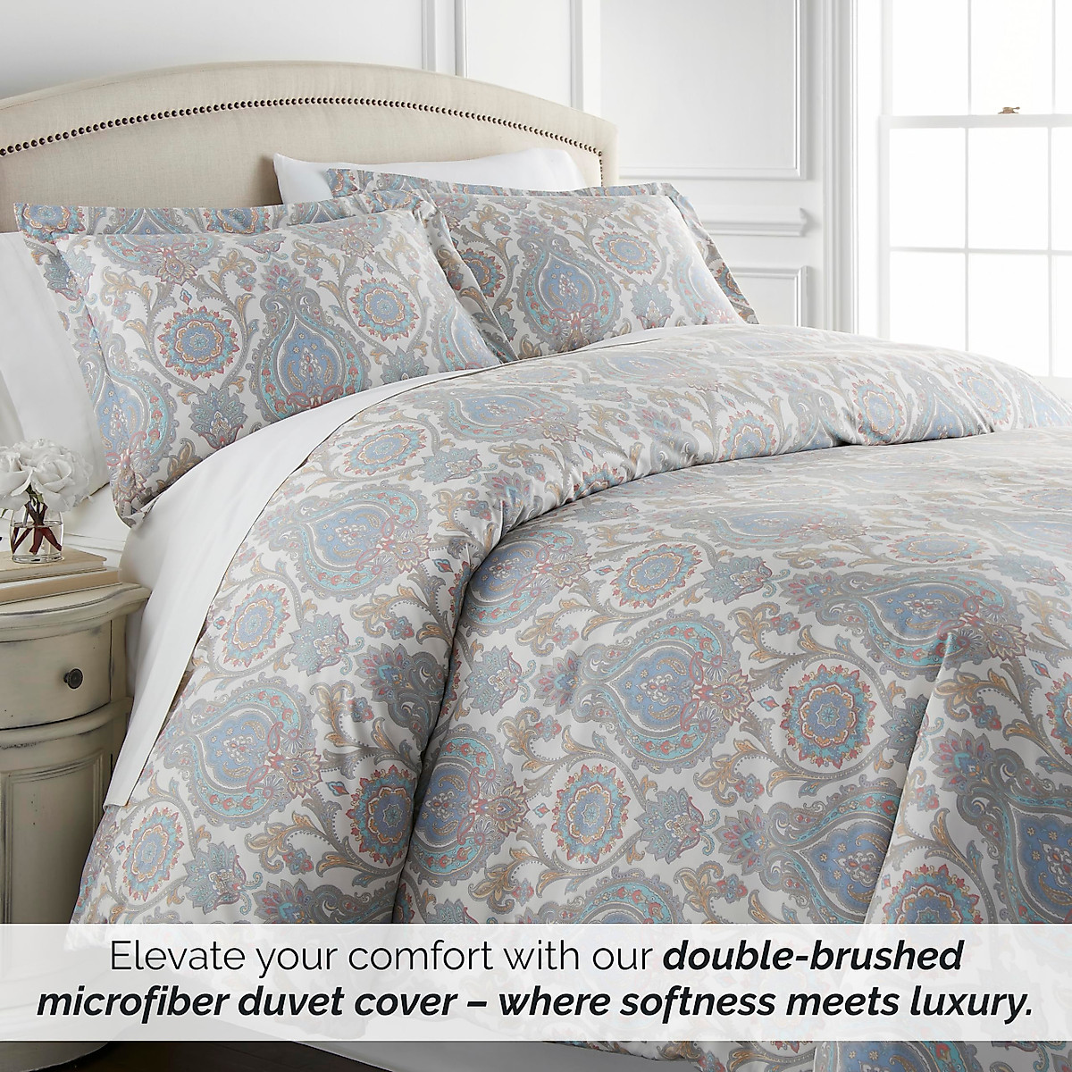 Southshore Fine Living, Inc. Oversized King/California King Duvet Cover Set Soft Premium Bedding with Zipper Closure Includes 1 Duvet Cover and 2 Pillow Shams, Machine Washable, Aqua