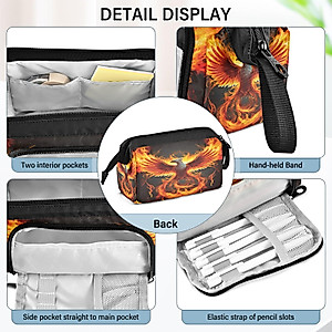Joko Ivery Fire Phoenix Bird S Big Capacity Pencil Case Pouch Pen Bag for Adults Teen Boys Girls Stationery Box Organizer with Zipper Compartments Pencil Box for Students School Office College