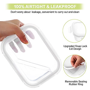 Bayco 10 Pack Glass Meal Prep Containers, Glass Food Storage Containers with Lids, Airtight Glass Lunch Bento Boxes, BPA-Free & Leak Proof (10 lids & 10 Containers) - Grey