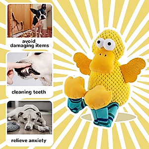 TOTARK Squeaky Dog Plush Toys, Durable Stuffed Dog Chew Toys for Puppy Teething, Interactive Soft Duck Dog Toys with Activity Legs & Squeaker for Small Medium Large Dogs