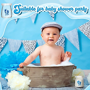 Tanlade 24 Pcs It's a Boy Mini Glass Jars 3.4oz Clear Yogurt Jars With PE Lids Baby Mini Jars Shower Party Favors Boy Baby Shower Decorations Centerpieces