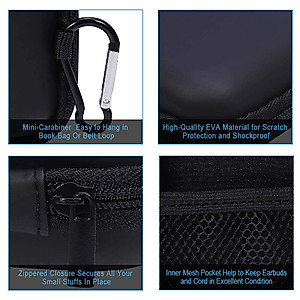 Cases for Earbuds,Aneuzs Earphone Carry Cases 5 Pack Headphone Storage Bag with Zipper and Carabiner for Smartphone Earphone USB Cable,SD Cards,Small Round Pocket & Square Little Travel Cases