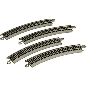 Bachmann Trains E-Z TRACK REVERSING 18" RADIUS CURVED (4/card) - NICKEL SILVER Rail With Grey Roadbed - HO Scale