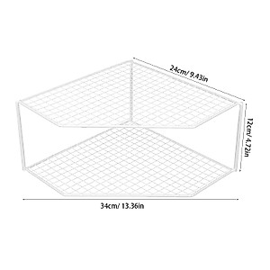 Amosfun Kitchen Countertop Corner Shelf Rack: 2-Tier Metal Wire Plate Dish Organizer Cabinet Corner Stand Rack 9.4x4.7x13.4 Inch