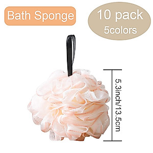 10 Pack Loofah Bath Sponge Luffa,50g Exfoliating Shower Pouf Balls for Women,Men,Scrubber Cleaning Loofah Bathing Accessories
